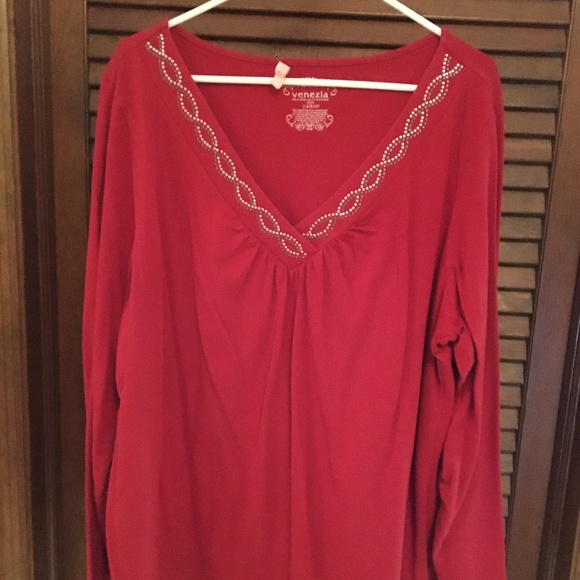 Venezia | Tops | Venezia Red V Neck Top | Poshmark